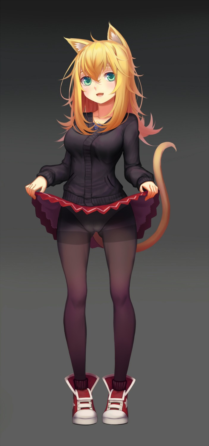 sonikey0 0 animal ears cameltoe nekomimi pantsu pantyhose skirt lift sweater tail | #344344 ...